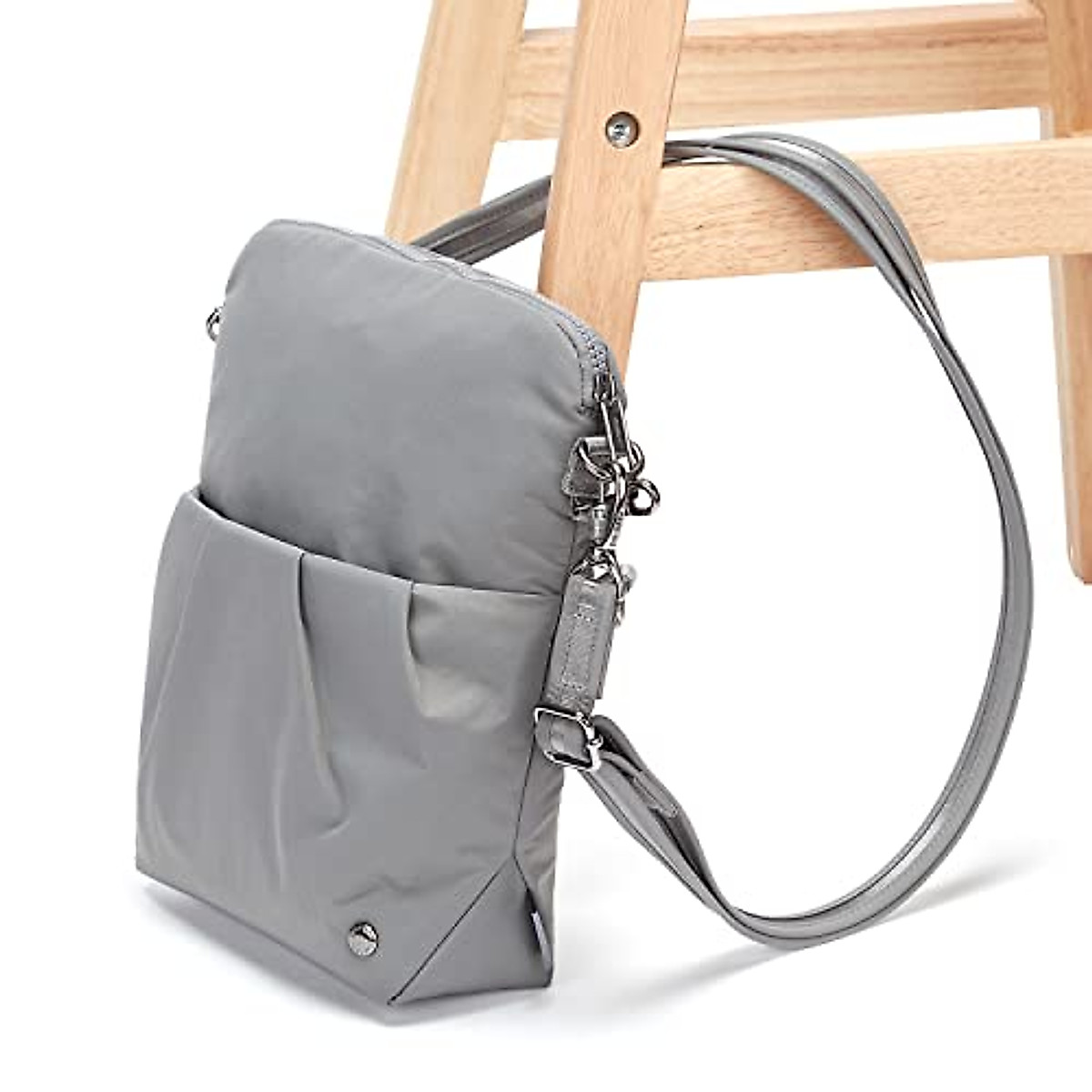 Pacsafe Women's Citysafe CX Anti Theft Convertible Crossbody, ECONYL Gravity Gray