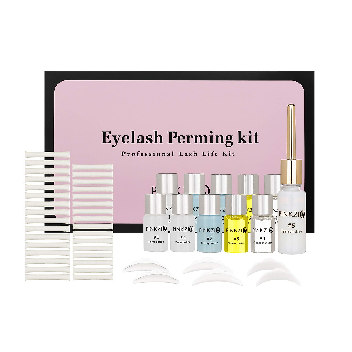 PINKZIO Lash Lift Kit, Professional Eyelash Perm Kit, Safe Perming Wave, Semi-Permanent Lash Curling for Salon