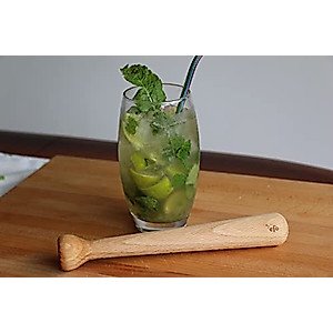 efo Wooden Muddler for Cocktails – Durable Wood Ice Crusher – Stylish Wooden Mojito Muddler Bar Tool – Handy Cocktail Muddler- Perfect Masher Kitchen Tool for Garlic Avocado Herbs and Fruits