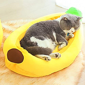 AGKRUNN Cute Banana Pet Bed, 20'' Banana Shaped Warm and Comfortable Pet Bed for Small Dogs Cats