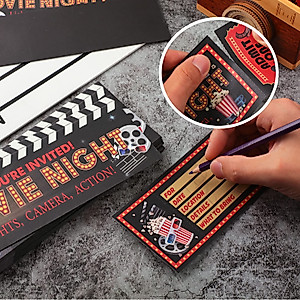 Woanger 50 Pieces Movie Party Invitations with Envelopes Movie Night Invitations Movie Ticket Birthday Invitations for Birthday Baby Shower Movie Night Red Carpet Party