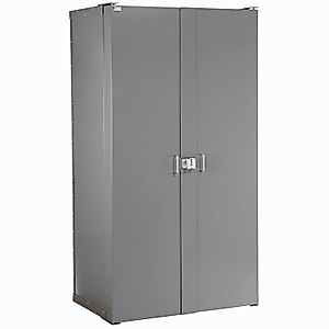 Global Industrial Bin Cabinet with 64 Red Bins, 38x24x72, Unassembled