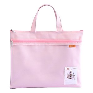 pendancy Mesh Zipper Pouch 11x13.7 in, Large Double Pocket Waterproof File Bag with Handle, A4 Size Foldable Document Storage for Puzzle Project/Cross Stitch/Travel/Office（Pink）