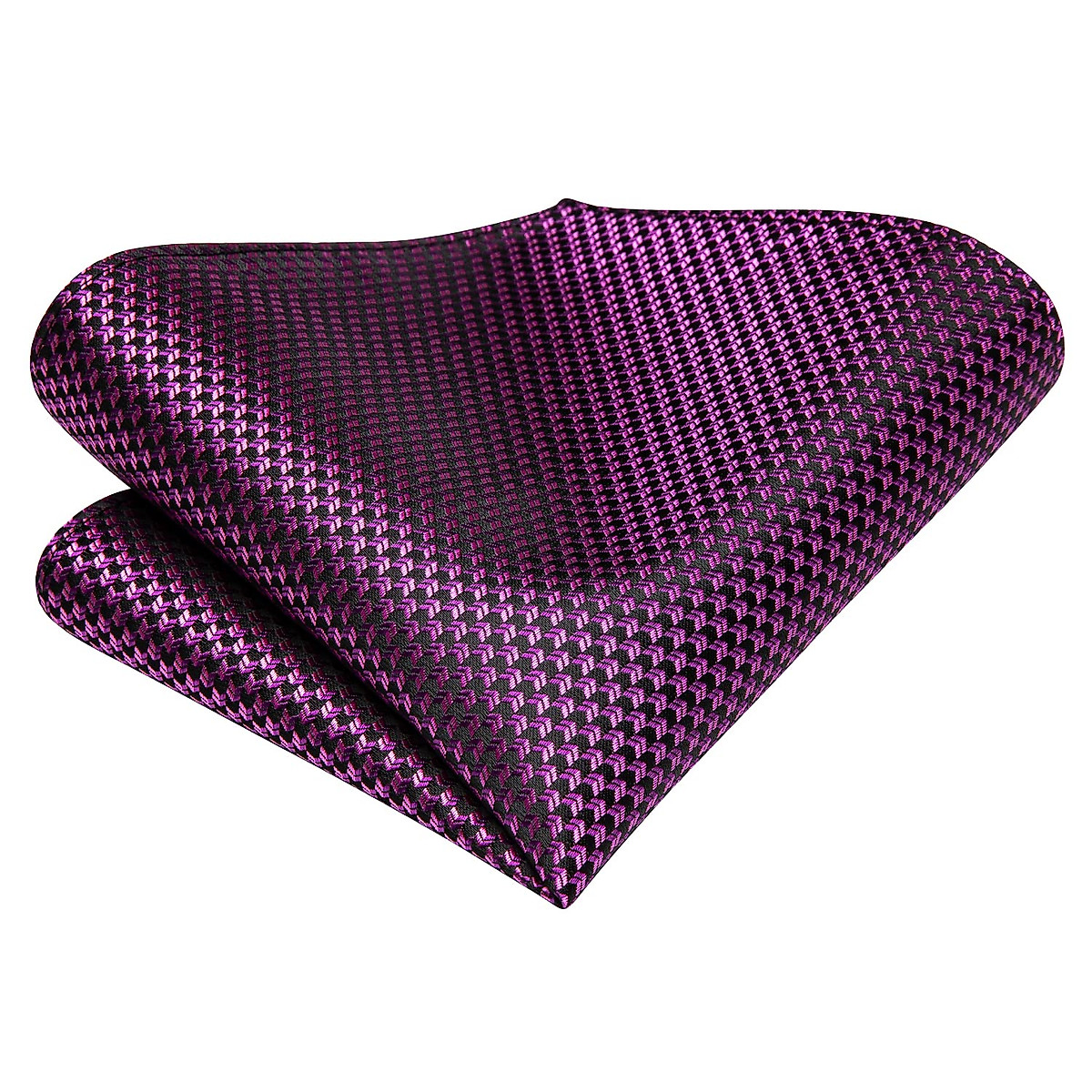 Hi-Tie Mens Purple and Black Ties Set Extra Long Silk Formal Necktie Woven Pocket Suqare Cufflinks Set 63inches for Wedding Business