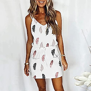 Gufesf Women 2023 Summer Dresses, Hide Belly Work Casual Midi Dresses Drawstring Waisted Dresses with Pockets