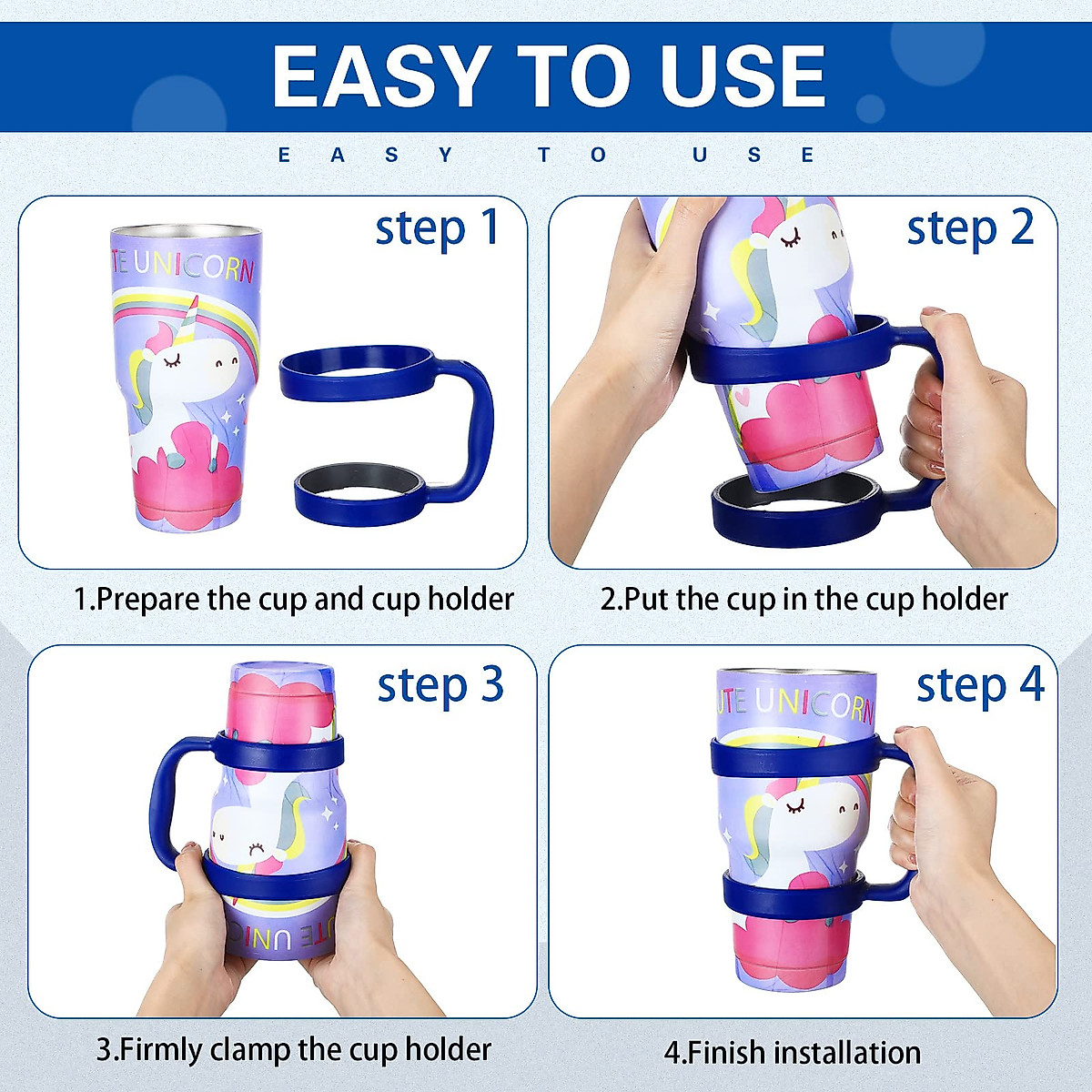 Irenare 20 Pack Tumbler Handle Nonslip Tumbler fit for 30oz Portable Cup Compatible with RTIC, SUNWILL, Tervis Travel Tumbler Coffee Mug, 5 Colors