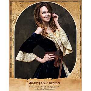 Jiuguva Women's Renaissance Corset Waist Belt Medieval Viking Belt Medieval Leather Belt Pouch Costume Accessories