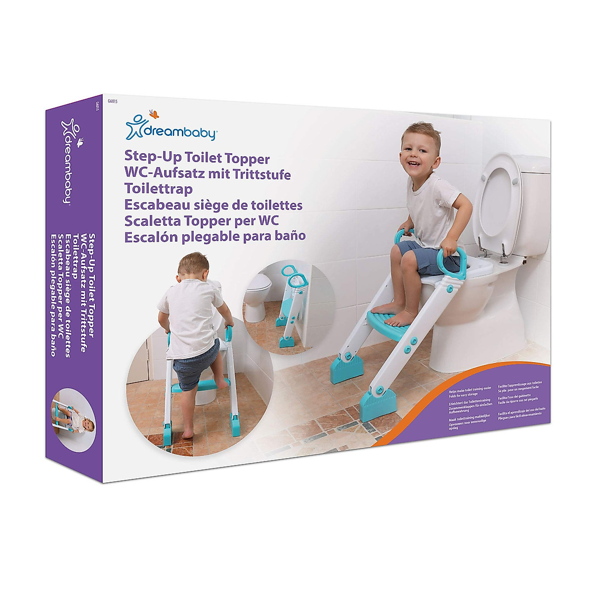 Dreambaby Step-Up Potty Training Toilet Topper - 2-Level Adjustable - Aqua-Model G6015, Aqua/White, 1 Count (Pack of 1)