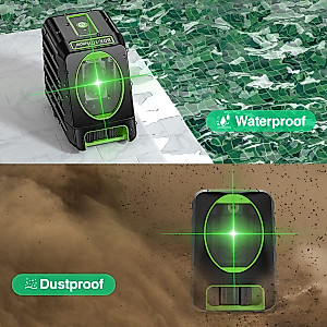 Self-leveling Laser Level - Huepar Box-1G 150ft/45m Outdoor Green Cross Line with Vertical Beam Spread Covers of 150°, Selectable Laser Lines, 360° Magnetic Base and Battery Included