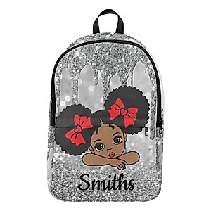 Deargifts Custom Glitter Backpack for Girls Boys Kids Personalized Name School Backpack Book Bag