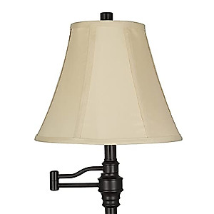 Catalina Lighting Transitional 2-Way Metal Adjustable Swing Arm Desk Table Lamp with Linen Shade, 28", Bronze
