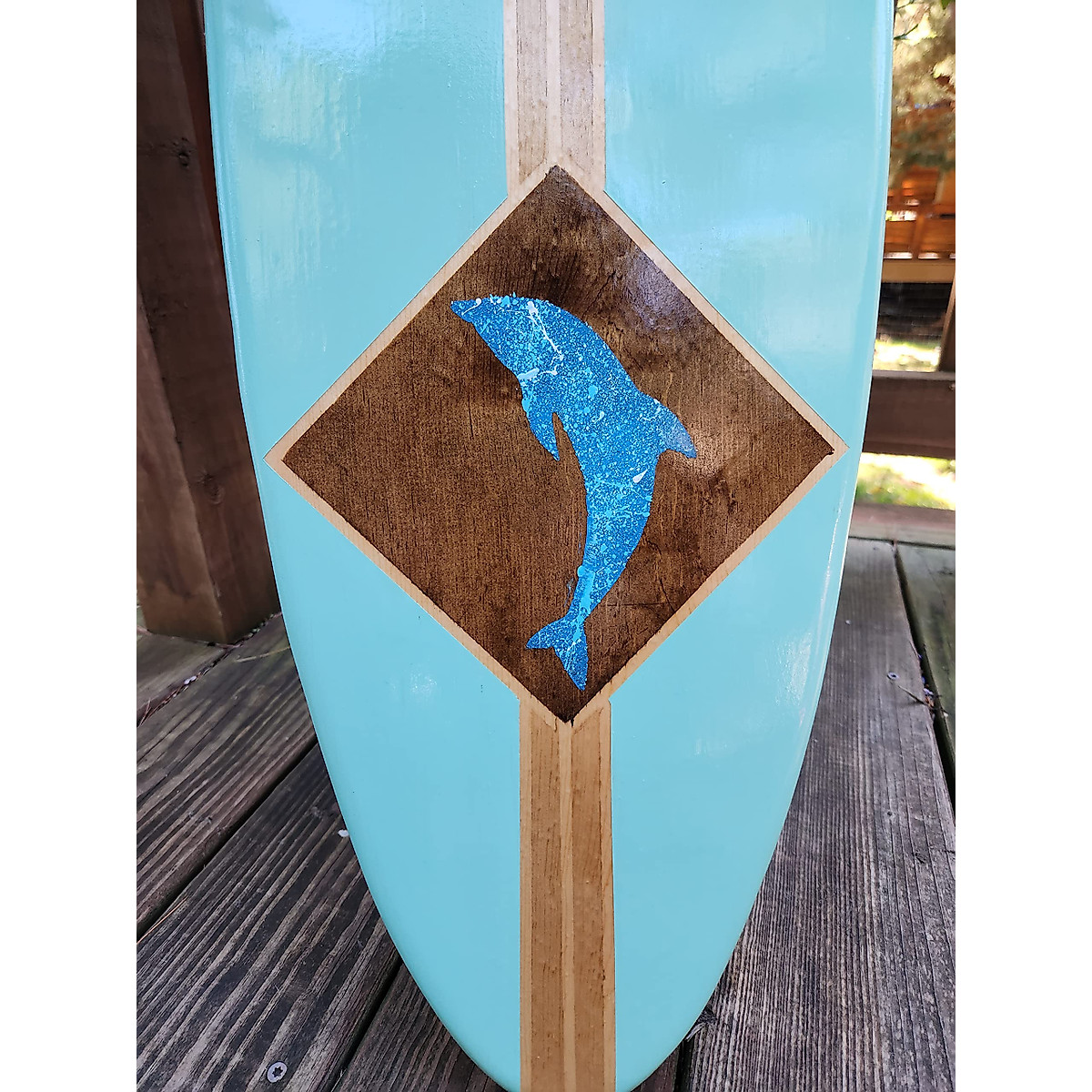 Large Wood Surfboard Turtle Wall Art 3 Feet, Custom Colors Beach Coastal Decor