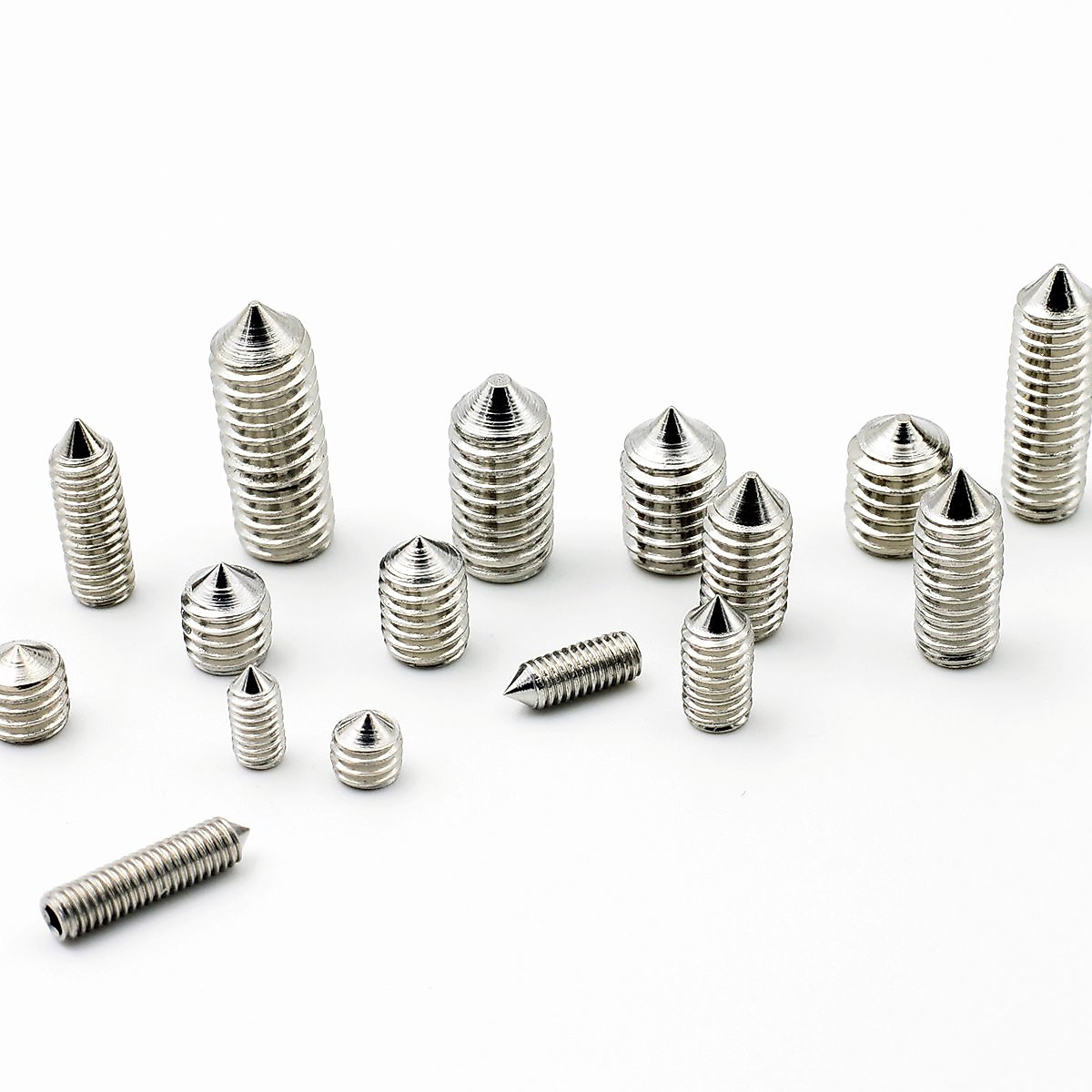 Hex Socket Set Screws with Cone Piont Assortment Kit,Stainless Steel,200 Pieces