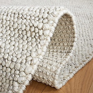 SAFAVIEH Natura Collection Area Rug - 5' x 8', Grey & Ivory, Handmade Wool, Ideal for High Traffic Areas in Living Room, Bedroom (NAT425F)