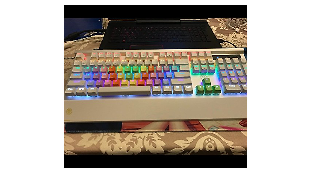 Rainbow Gradient 37 Keys PBT Keycaps for Gaming