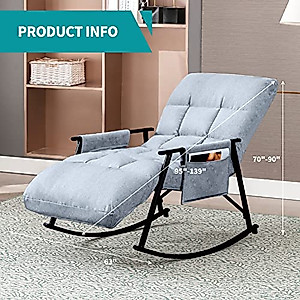 BALUS Adjustable Rocking Chair Lounge Children Chair, Modern Lounger Sofa,Lie or Sleep Lazy Chair, Internet Celebrity Single Rocker Chair,for Apartment/Bedroom/Balcony/Courtyard(Dark Grey)
