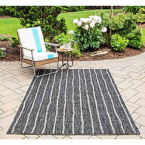 Novogratz Villa Collection Sicily Indoor/Outdoor Area Rug, 5'3" x 7'6", Charcoal