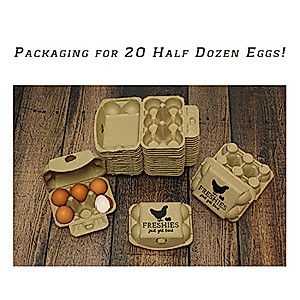 Rural365 Chicken Egg Cartons - Biodegradable Egg Carton 6 Cell Egg Holders, Farm Freshies Empty Egg Cartons, 20 Pack