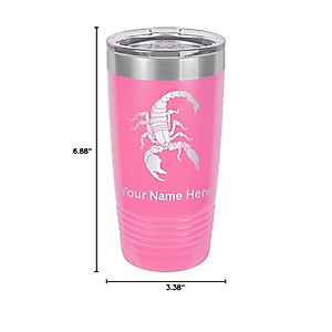 LaserGram 20oz Vacuum Insulated Tumbler Mug, Scorpion, Personalized Engraving Included (Pink)