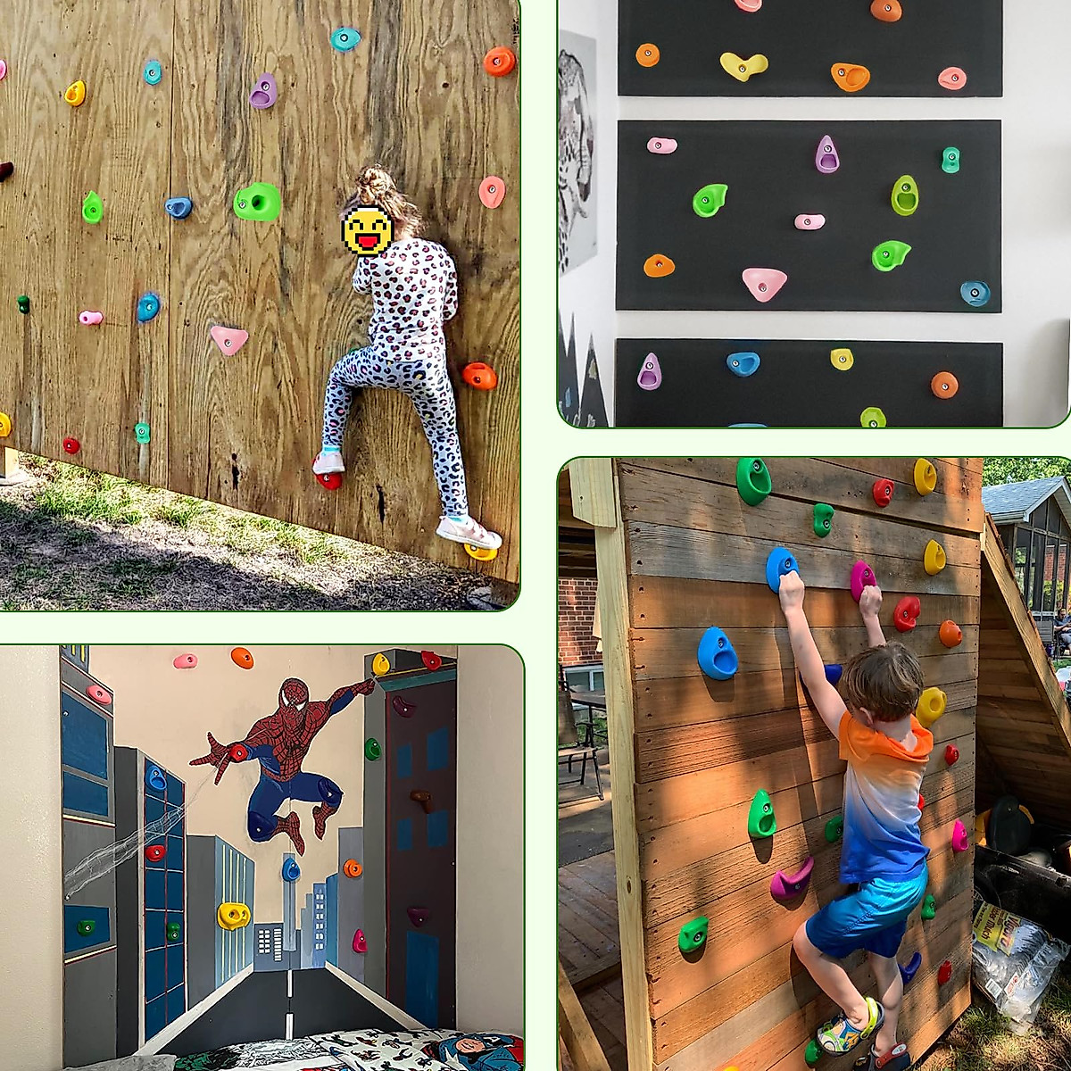TOPNEW 32 Rock Climbing Holds Multi Size for Kids, Adult Rock Wall Holds Climbing Rock Wall Grips for Indoor and Outdoor Playground Play Set