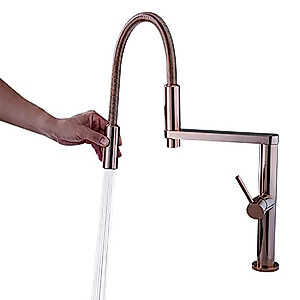 JiaYouJia Kitchen Faucet with Pull Down Sprayer High Arc Dual-Mode Pull Out Kitchen Sink Faucet Single Handle Lever (Rose Gold)