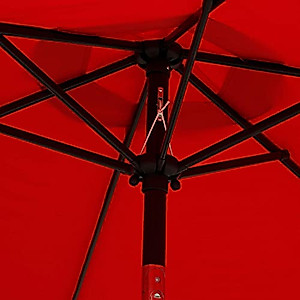 Blissun 7.5 ft Patio Umbrella, Yard Umbrella with Push Button Tilt and Crank(Red)