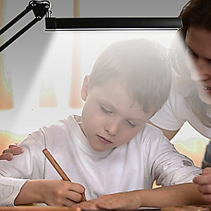 YOUKOYI A16S Metal Adjustable Swing Arm Desk Lamp with Clamp, Touch Control Table Lamp with Stepless Dimming, 3 Color Modes, Memory Function Eye-Caring Desk Light for Home/Office/Work/Study/Reading