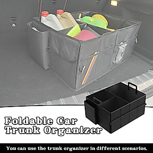 Car Trunk Organizer – Collapsible, Multi-Compartment for SUVs, Trucks & Cars for Groceries, Tools & Work Materials – Truck & Car Accessories for Women and Men (GRAY)