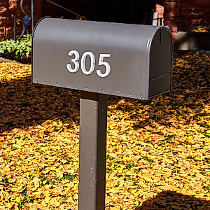 Self Adhesive Mailbox Numbers, Door Address Number Stickers for Office Room, Raised 3D Effect, Chrome Plated (2.36" Silver-20pack)