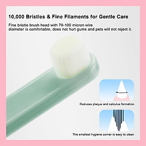 HDFCLUP 4 Pack Pet Dog Toothbrush, Extra Soft Dog & Cat Toothbrushes Dental Cleaning Brushes for Puppy Small Dog and Cat Dogs Teeth Dental Health Kit, White, Pink, Green, Gray