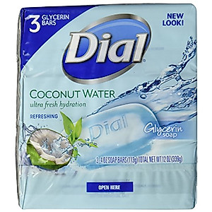 Dial Skin Care Bar Soap, Coconut Water, 4 Ounce (Pack of 3)