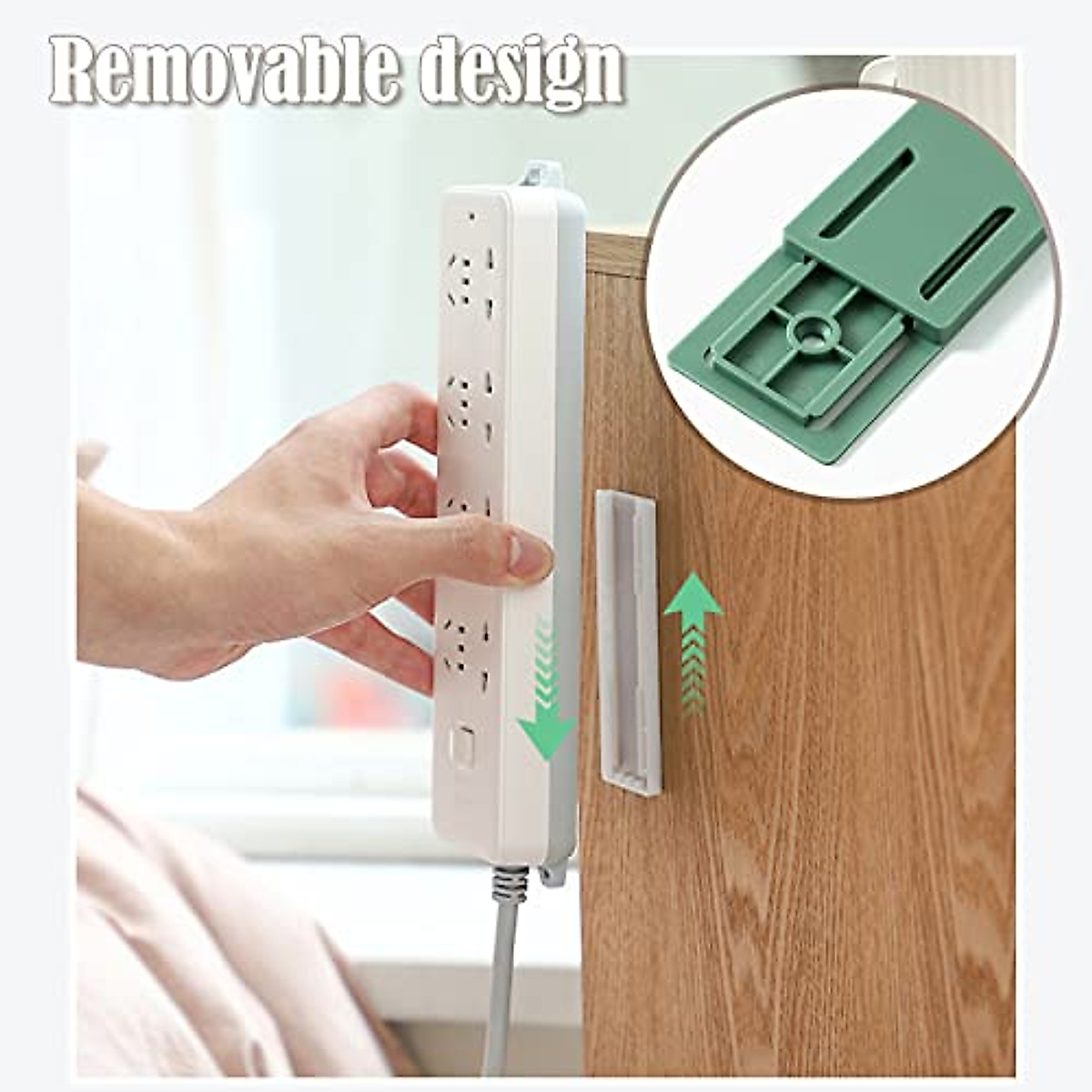 Adhesive Punch-Free Socket Holder - 2023 New Self-Adhesive Desktop Socket Fixe, Power Strip Holder Wall Mount (8Pcs White)