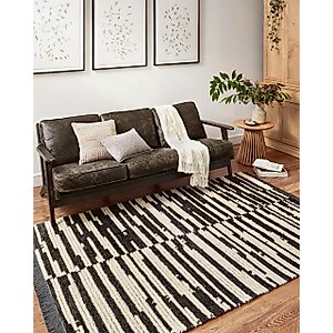 Chris Loves Julia x Loloi Alice Collection ALI-03 Cream / Charcoal 2'-7" x 4' Accent Rug