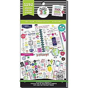 me & my BIG ideas Sticker Value Pack for Classic Planner - The Happy Planner Scrapbooking Supplies - Teacher Theme - Multi-Color - Great for Projects & Albums - 30 Sheets, 1192 Stickers Total