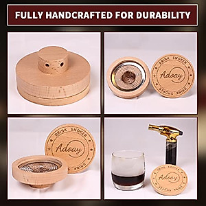 Adoay Cocktail Smoker Kit, Drink Smoker Gifts for Men w/4 Wood Chips/Torch/Whiskey Stones, Old Fashioned Smoker Kit Smoker Accessories for Whisky Smoker Bar Set Birthday Gifts