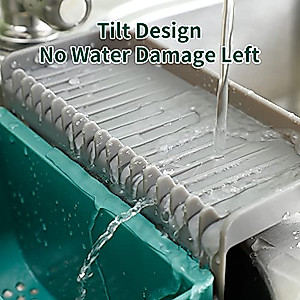 TIDYSOON Detachable Sinkside Organizer Tidy Storage,Drainage Container With Suction Cups For Kitchen Sink Caddy Sponge Holder, Dish Brush Holder,Cloths, Green