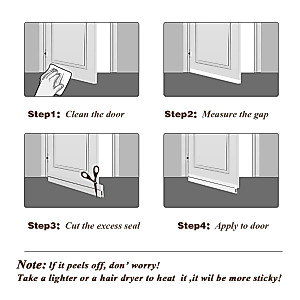 [2Pack Large Door Sweep] Huge Gap Door Draft Stopper, 3-2/5"W x 39" L Door Bottom Seal with Wider Strong Adhesive for Interior/Exterior Doors - Guard Against Drafts, Dust, Noise and Animals-White