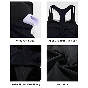 Yonique Two Piece Tankini Bathing Suits T-Back Blouson Swim Tops with Boy Shorts Women Swimsuits Sporty Swimwear Yellow&Floral S