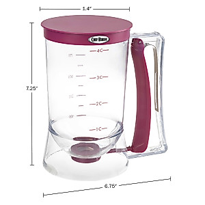 Chef Buddy Batter Dispenser, 4-Cup, Purple, Durable Plastic