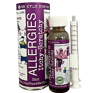 HEALTHY PAWS HERBAL LABS Itchy Scratchy Allergy Relief for Dogs & Cats - 2oz Liquid Food Topper