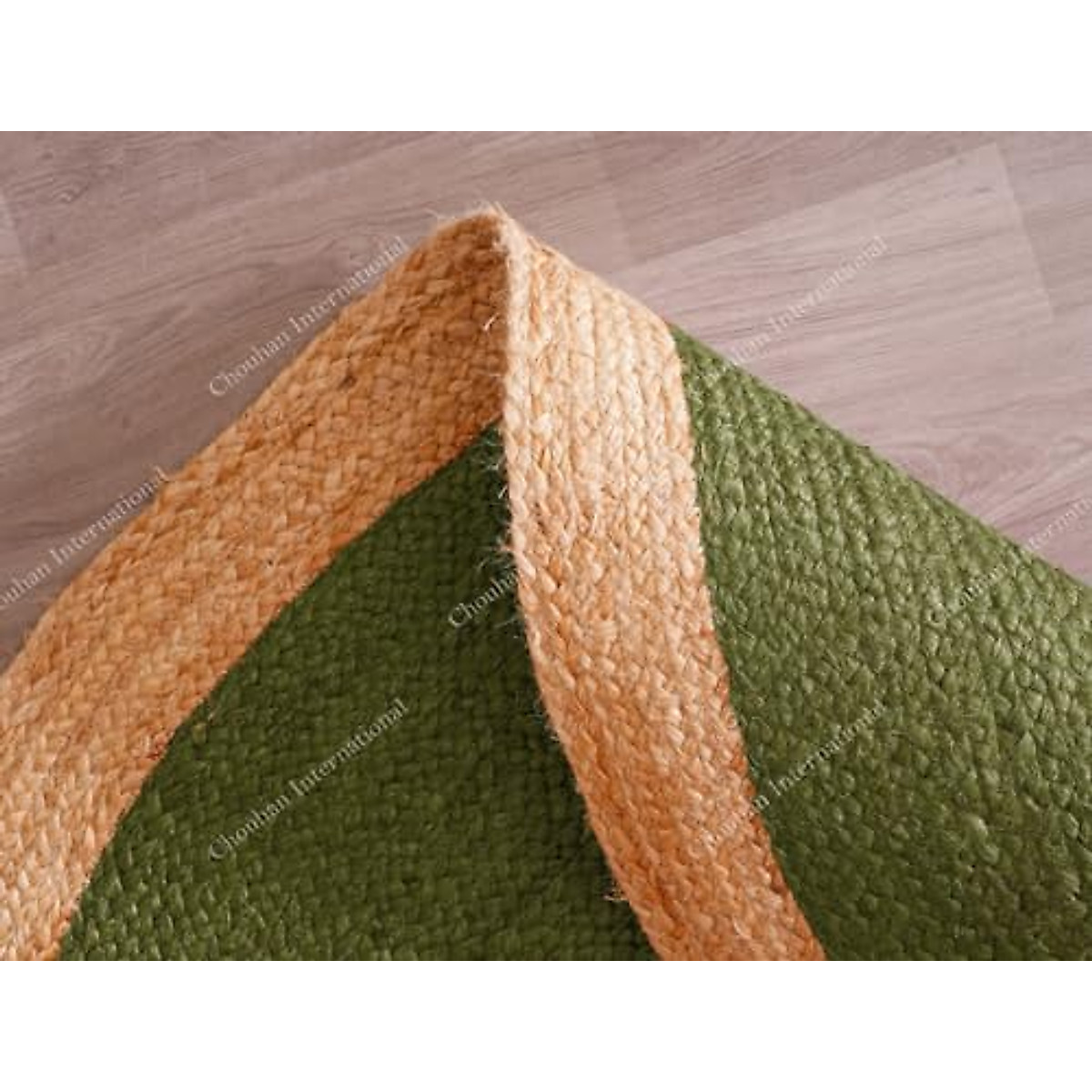 Chouhan International 4x4, 5x5, 6x6,feet Natural Jute Bordered Round Rug, Floor Bordereded Edge Rug Braided Boho Eco Large Circular Handmade Area Rugs (CCID1)