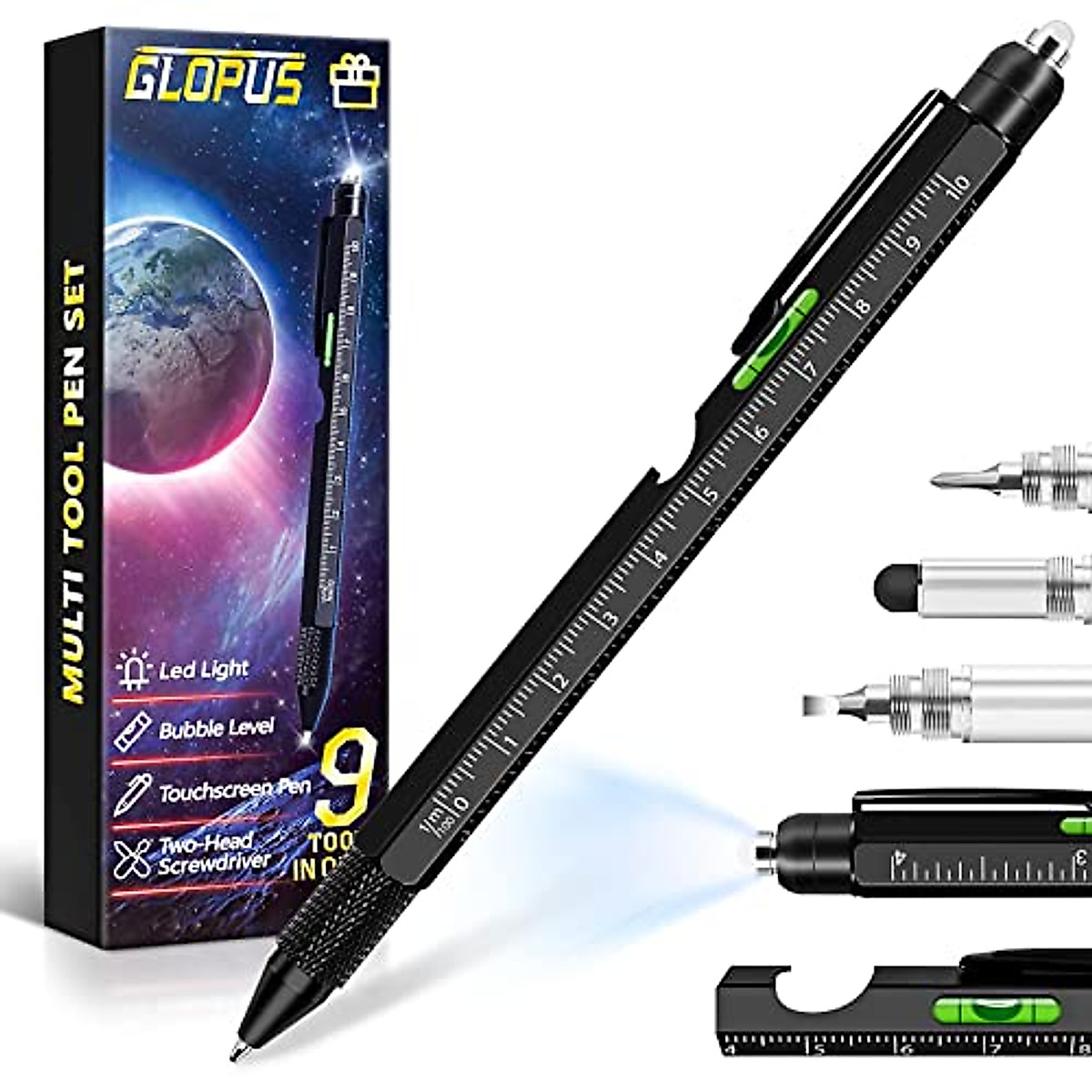 GLOPUS Dad Gifts for Men, 9 In 1 Multitool Pen, Father's Day Gifts from Daughter, Cool Gadgets for Men, Birthday Gifts for Dad, Husband, Grandpa, Unique Gifts for Men Who Want Nothing
