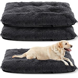 Suzile 2 Pcs Dog Cat Beds Dog Crate Beds with Machine Washable Anti-Slip Thick Puppy Beds Plush Pet Crate Pads Ultra Soft Dog Beds for Large Dog Pet Beds Medium Small Dogs, Gray(X-Large)