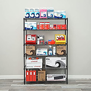 Alera NSF Certified 6-Shelf Wire Shelving Kit, 48w x 18d x 72h, Black Anthracite