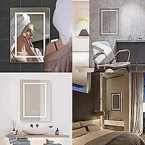 LALAHOO 20" x 28" Bathroom Medicine Cabinet with Mirror,Medicine Cabinets with Large Storage,Single Door LED Bathroom Wall Cabinet with Shelves,Dimmer and Anti-Fog