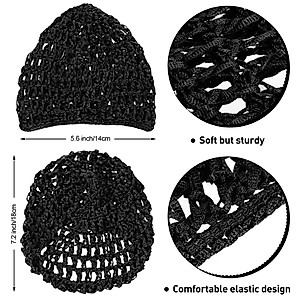 Geyoga 9 Pieces Mesh Crochet Hair Net Rayon Knit Snood Hat Thick Short Women Hairnet Snoods Cover Ornament for Sleeping (Black)
