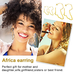 Junkin 6 Pairs African Map Earrings for Black Women 3 Sizes Hollow Dangle Earrings Jewelry Gift Juneteenth Black History