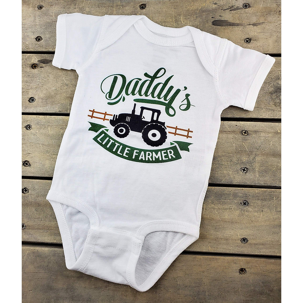 Ink Trendz® Daddy's Little Farmer Farming Tractor Infant Onesie® Bodysuit (3-6 Months) White
