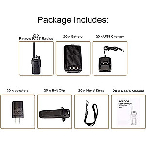 Retevis RT27 Walkie Talkies Long Range,Rechargeable Two Way Radios,USB Charger Base Fall Resistant Simple,Hands Free 2 Way Radio for Work,Hotel School Healthcare(20 Pack)