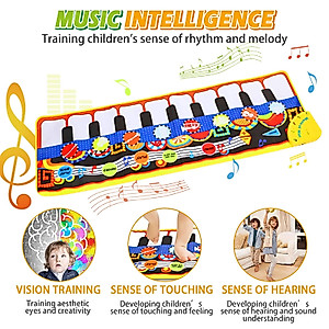 Cyiecw Piano Mat, Toddler Toys Musical Mat with 25 Music Sounds Floor Piano Keyboard Mat Carpet Touch Playmat Educational Toys for Baby Kids Boys Girls 1 2 3+ Year Old